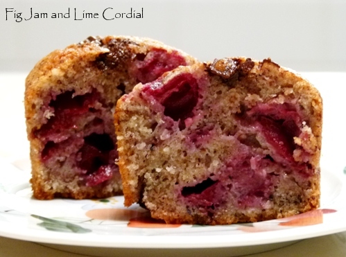 Chocolate, Hazelnut and Sour Cherry Friands | Fig Jam and Lime Cordial