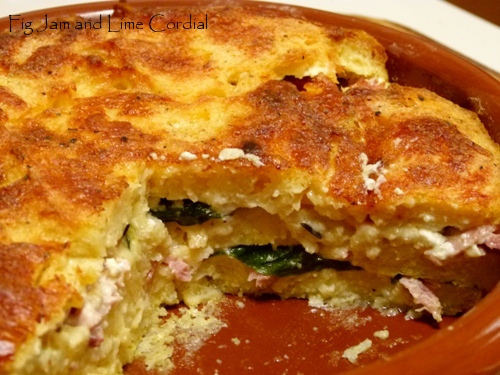 Savoury Brunch Slice | Fig Jam and Lime Cordial